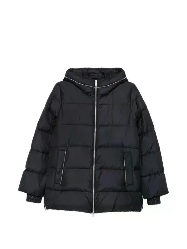 Peserico Hooded Padded Jacket With Silver-tone Hardware