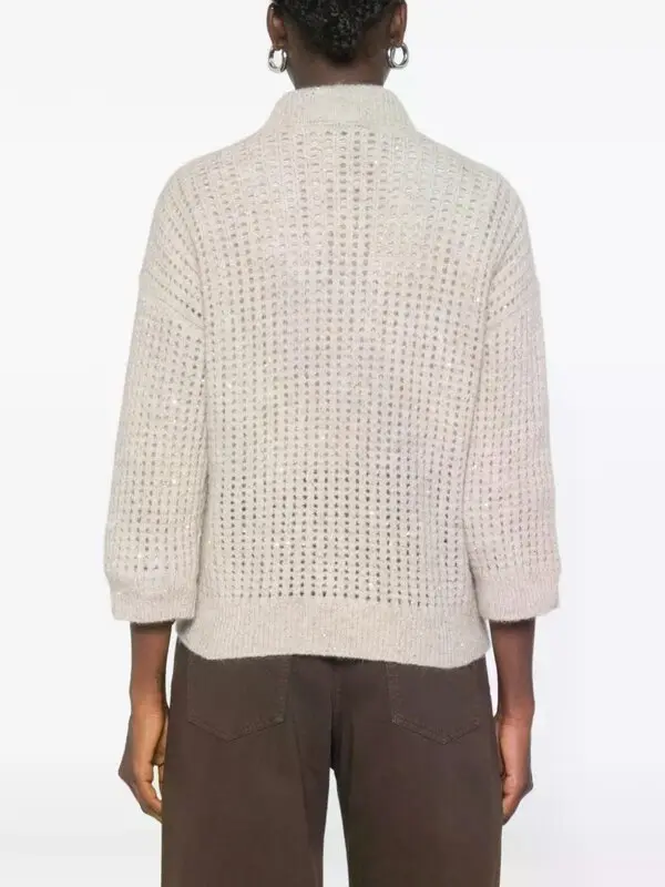 Peserico Sequin-embellished Open-knit Sweater