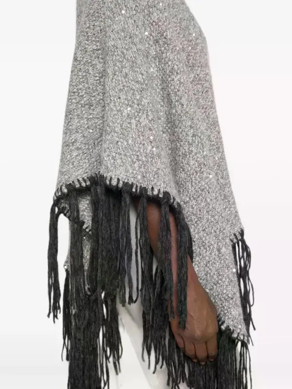 Peserico Sequin-embellished Fringed Poncho