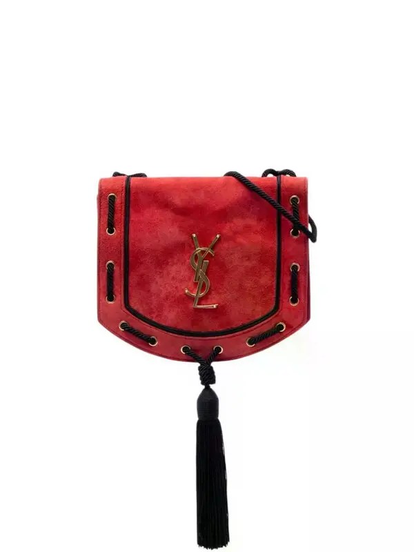 Saint Laurent Suede Monogram Fetish Tassel Crossbody Bag