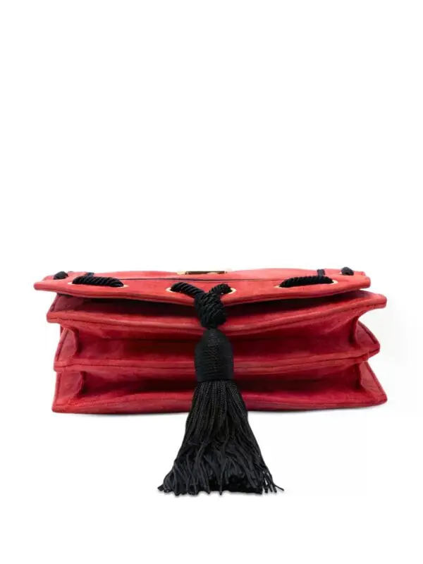 Saint Laurent Suede Monogram Fetish Tassel Crossbody Bag