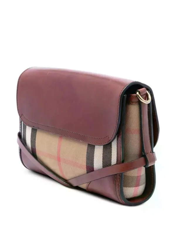 Burberry Leather And House Check Canvas Crossbody Bag - Brown