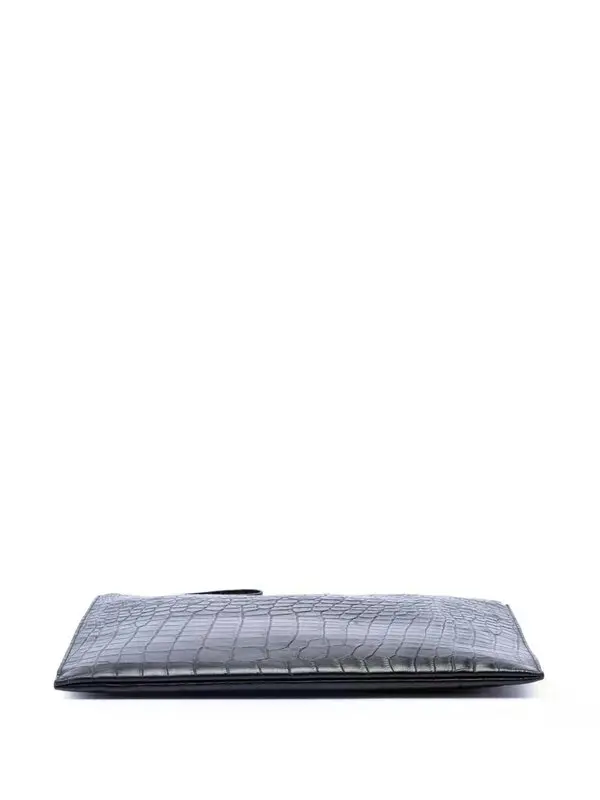 Saint Laurent 2017 Croc Embossed Leather Clutch Bag
