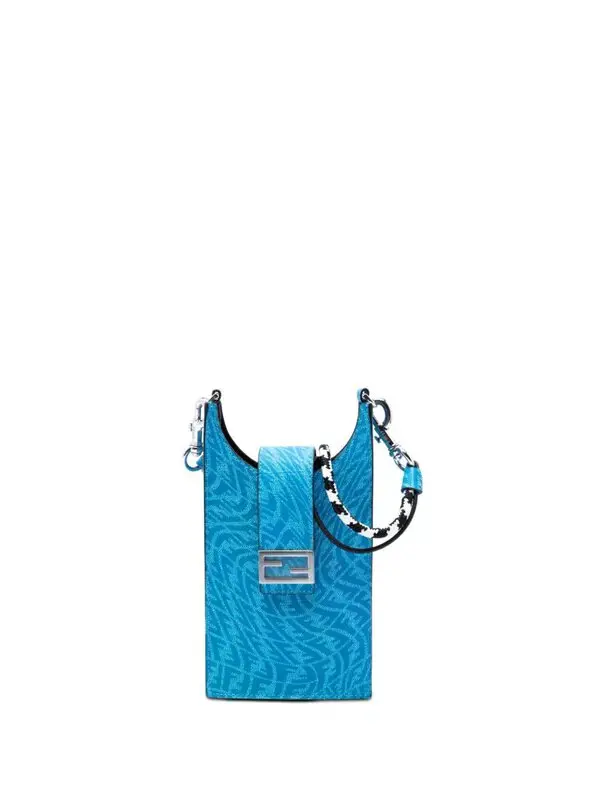 Fendi Coated Canvas Ff Vertigo Phone Holder Crossbody Bag - Blue
