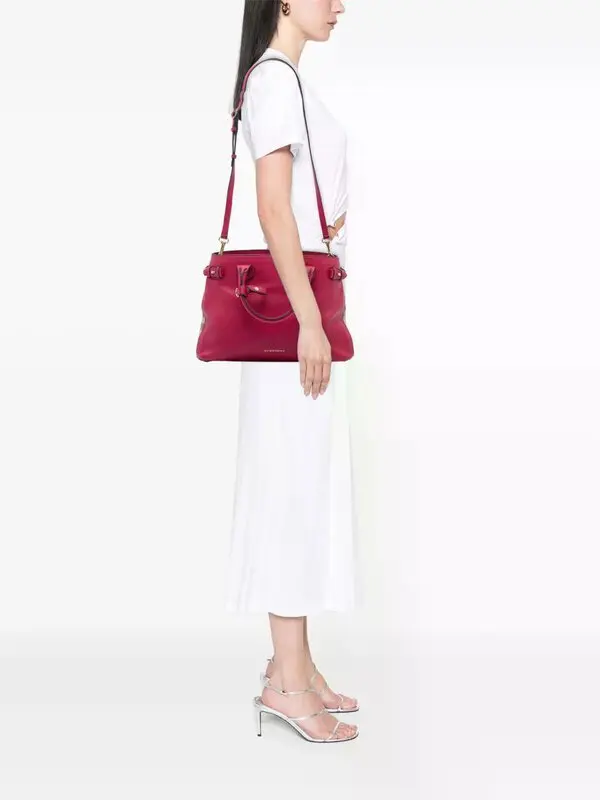 Burberry Leather And House Check Canvas Banner Satchel