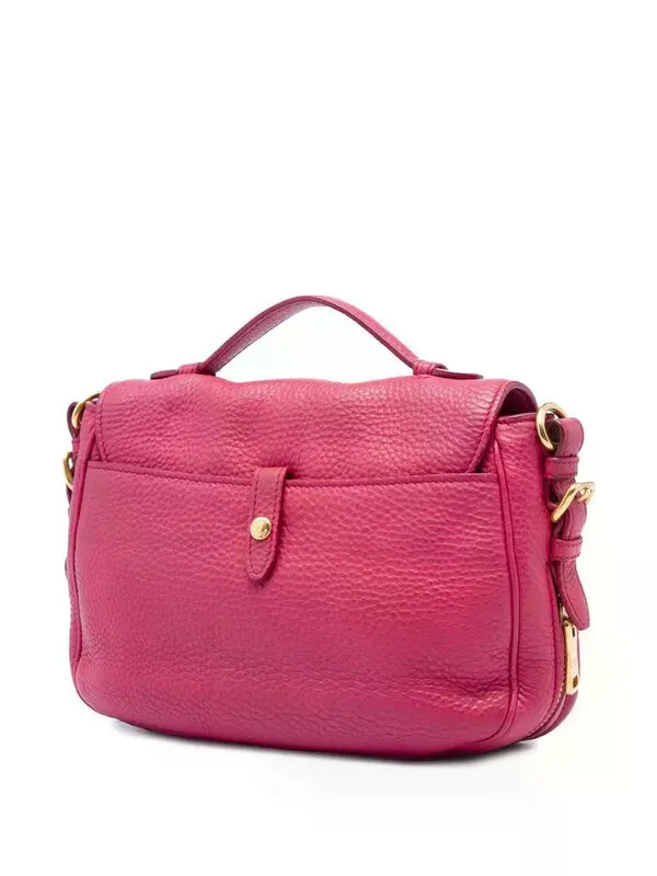 Prada Vitello Daino Push Lock Double Buckle Messenger Bag Satchel - Pink