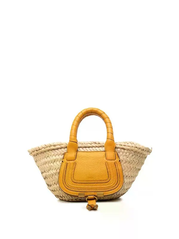 Chloé 2022 Mini Raffia Marcie Basket Satchel Handbag