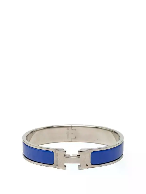 Hermès Enamel And Palladium-plated Metal Clic H Bracelet Pm - Blue