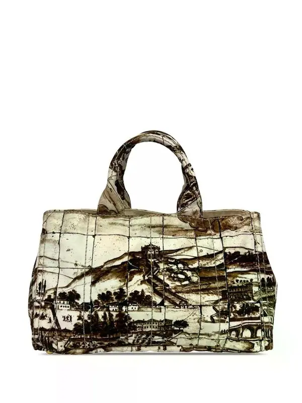 Prada 2013-2026 Large Canvas Canapa Azulejos Satchel