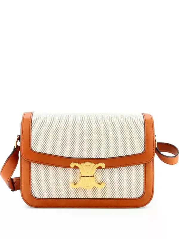 Celine Triomphe Shoulder Bag Canvas Leather Medium - Brown
