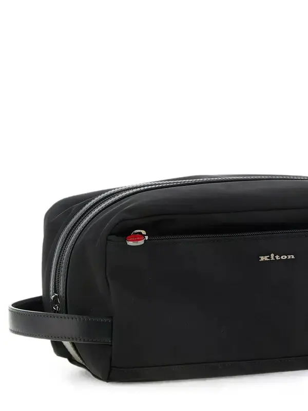 Kiton Logo-plaque Leather-trim Wash Bag