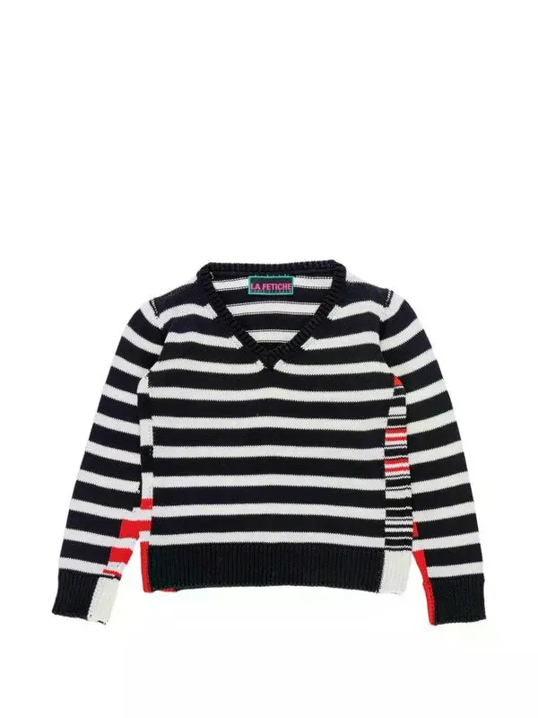 LA FETICHE Mitzi" Striped V-neck Sweater