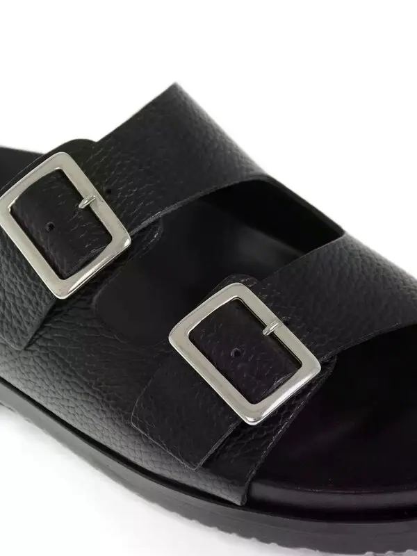 Corneliani Hammered-leather Double-buckle Sandals
