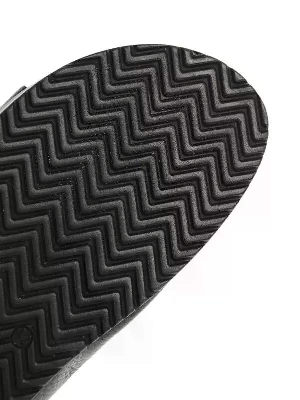 Corneliani Hammered Leather Double Buckle Sandals - Black