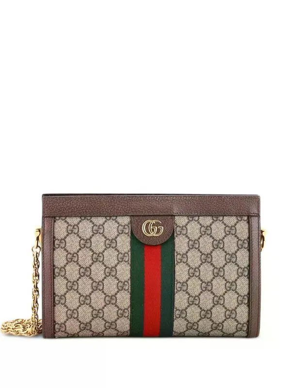 Gucci Ophidia Chain Shoulder Bag Gg Coated Canvas - Brown