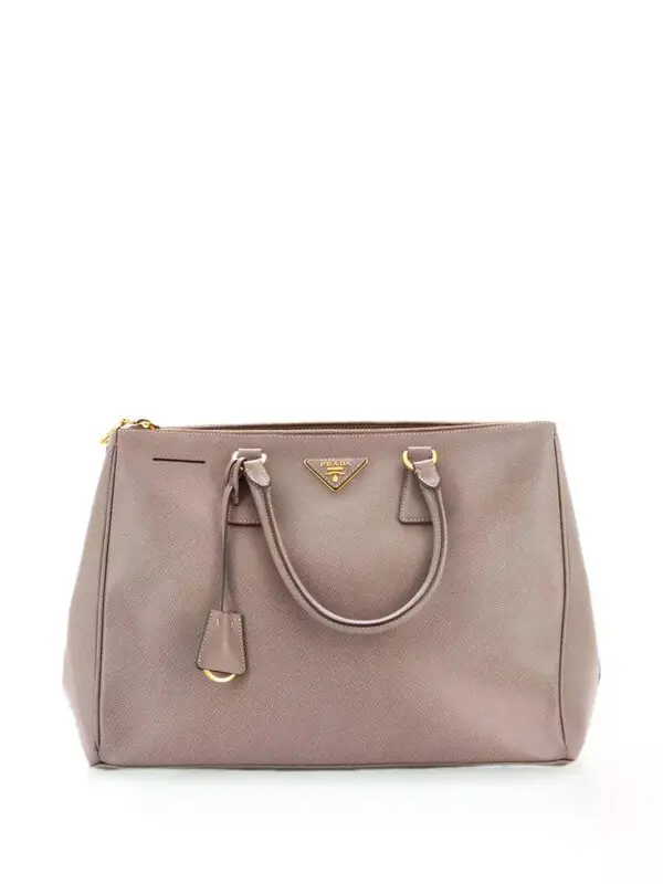 Prada Double Zip Lux Saffiano Leather Large Tote Bag - Grey