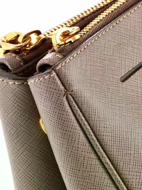 Prada Double Zip Lux Saffiano Leather Large Tote Bag - Grey
