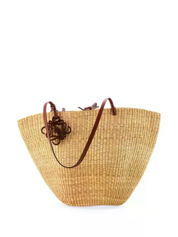 Loewe Shell Basket Bag Woven Raffia Medium Bucket Bag