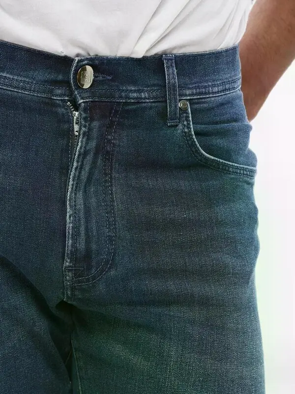 Corneliani Logo-embroidered Washed Jeans