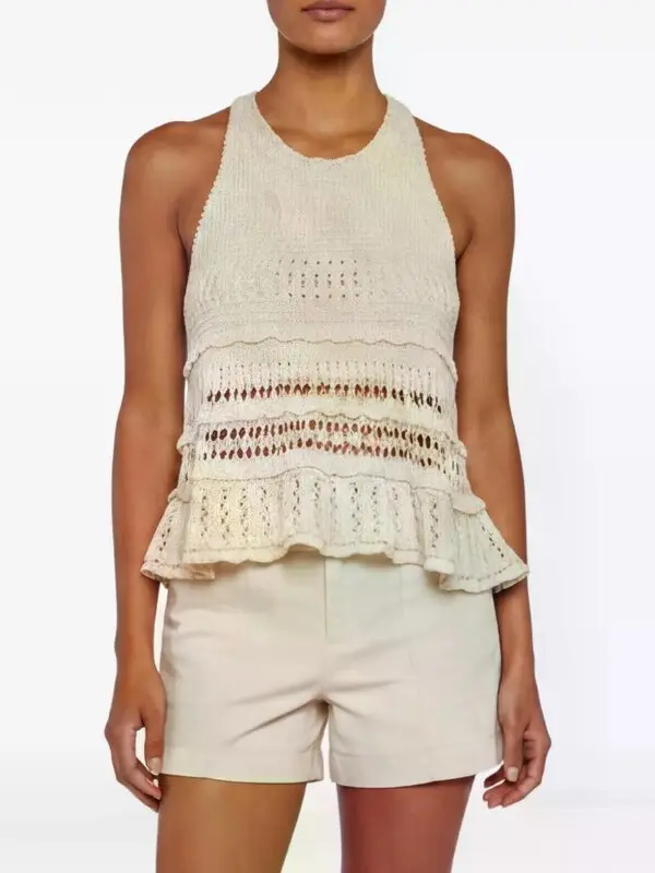 MARANT ETOILE Cream Cotton Knitted Tank Top