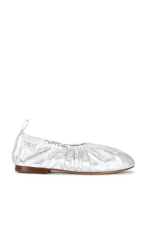 MANSUR GAVRIEL Ruched Ballerina Flat - Metallic Silver