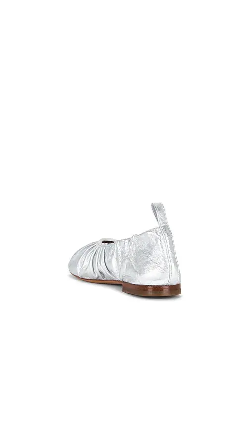 MANSUR GAVRIEL Ruched Ballerina Flat - Metallic Silver
