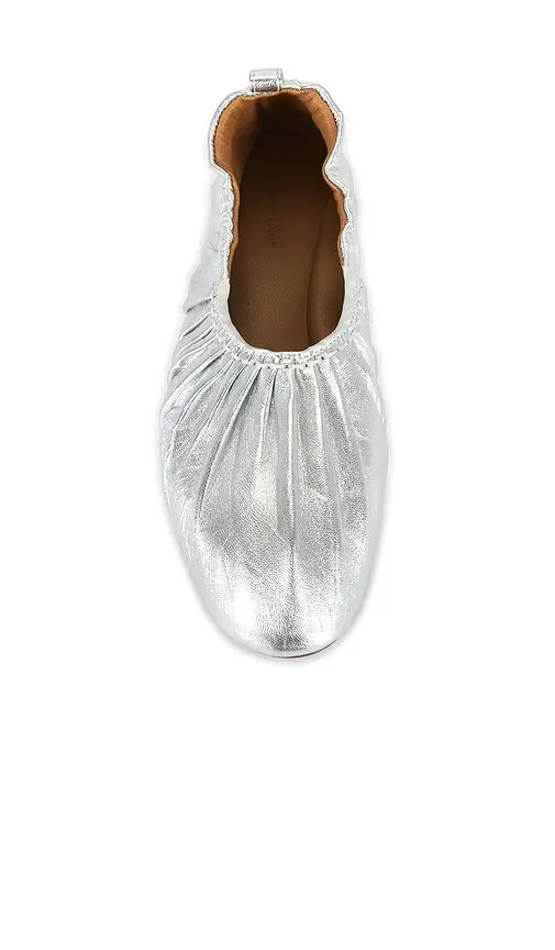 MANSUR GAVRIEL Ruched Ballerina Flat - Metallic Silver
