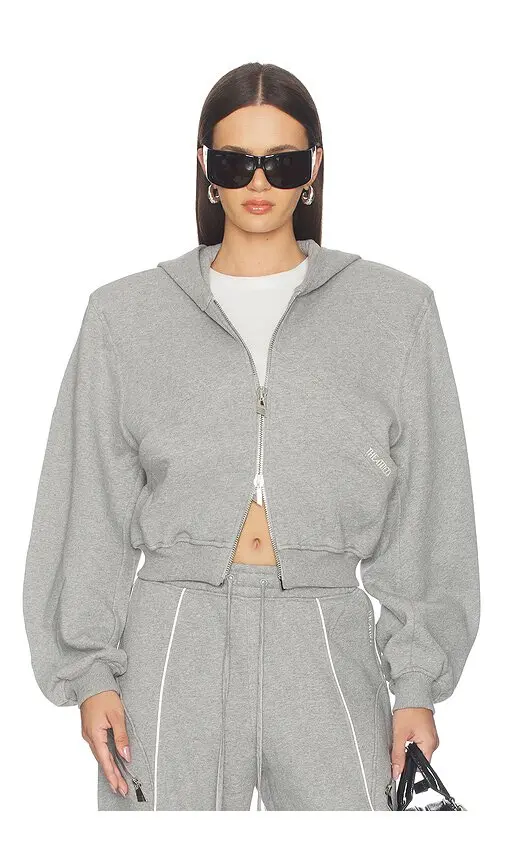 Attico Cropped Fleece Zip-up Sweatshirt