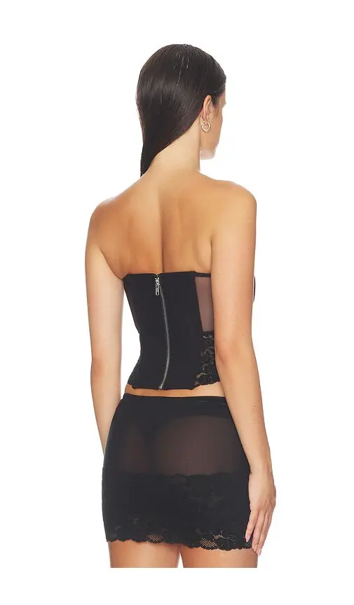 HAELO Opacity Corset With Lace Trim And Front Lace-up Detail