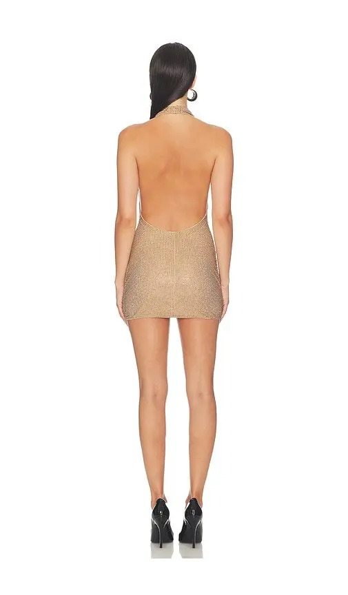 HAELO Rhinestone Halter Mini Dress
