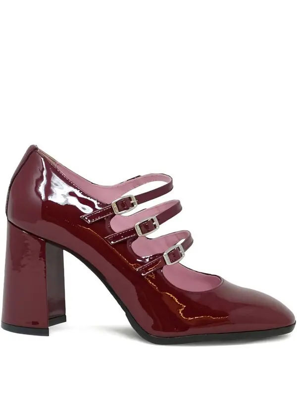 CAREL Keel Patent Leather Pumps With Buckled Straps - Red