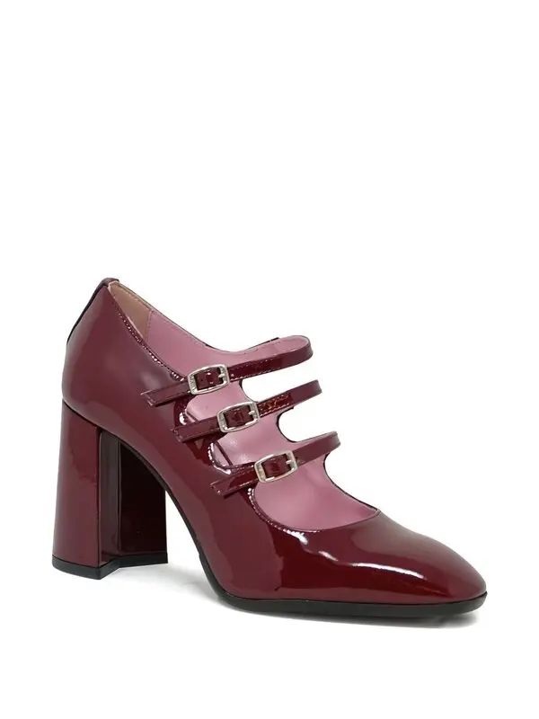 CAREL Keel Patent Leather Pumps With Buckled Straps - Red