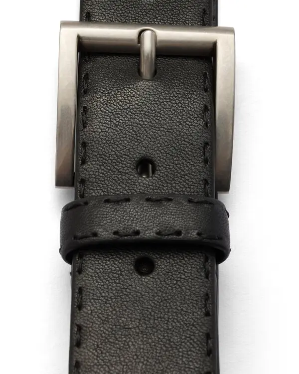 Prada Antiqued Leather Belt With Metal Buckle