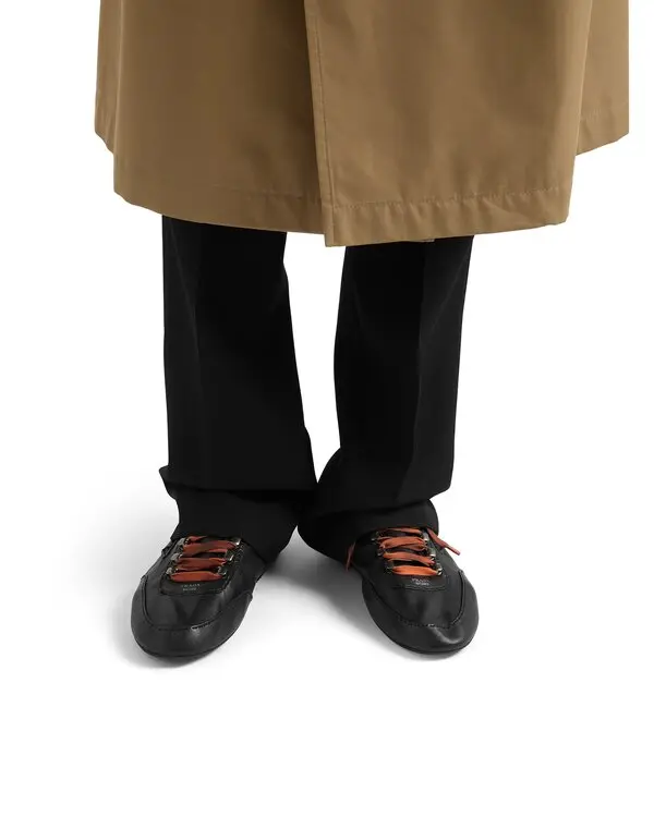 Prada Collapse Antiqued Nappa Leather Sneakers With Hooks