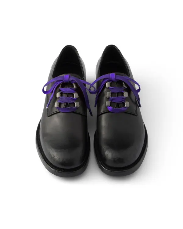 Prada Antiqued Leather Lace-up Shoes