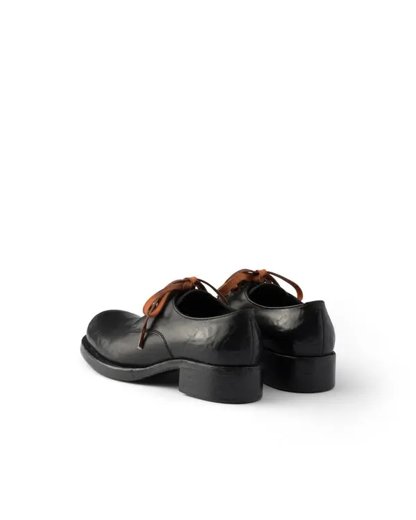 Prada Antiqued Leather Lace-up Shoes