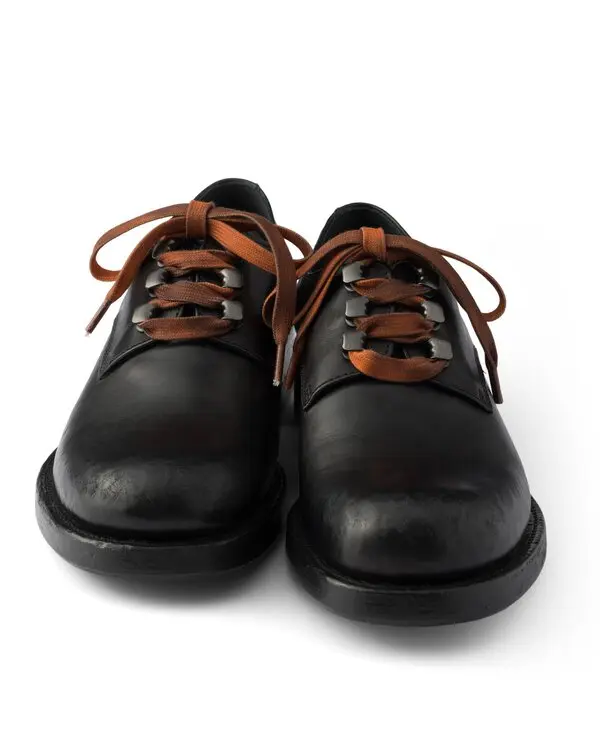 Prada Antiqued Leather Lace-up Shoes