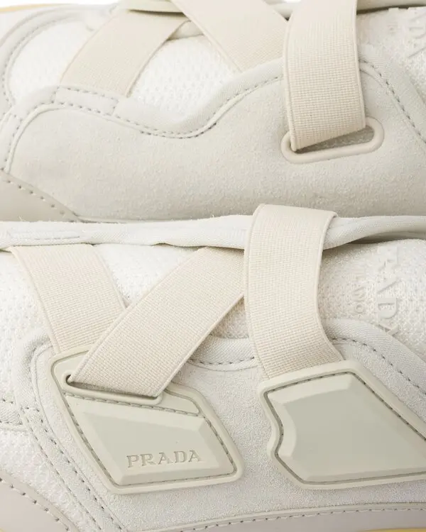 Prada Speedrock Technical Mesh And Leather Sneakers