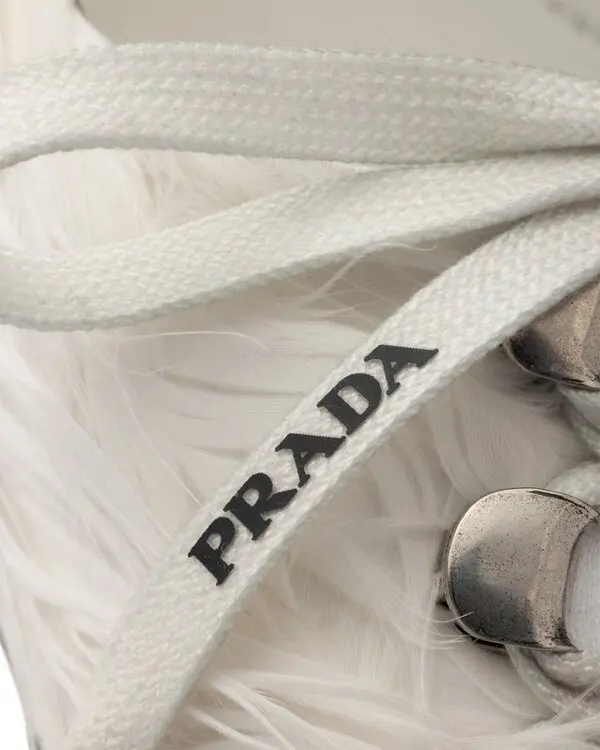 Prada Feather-embellished Satin Pumps