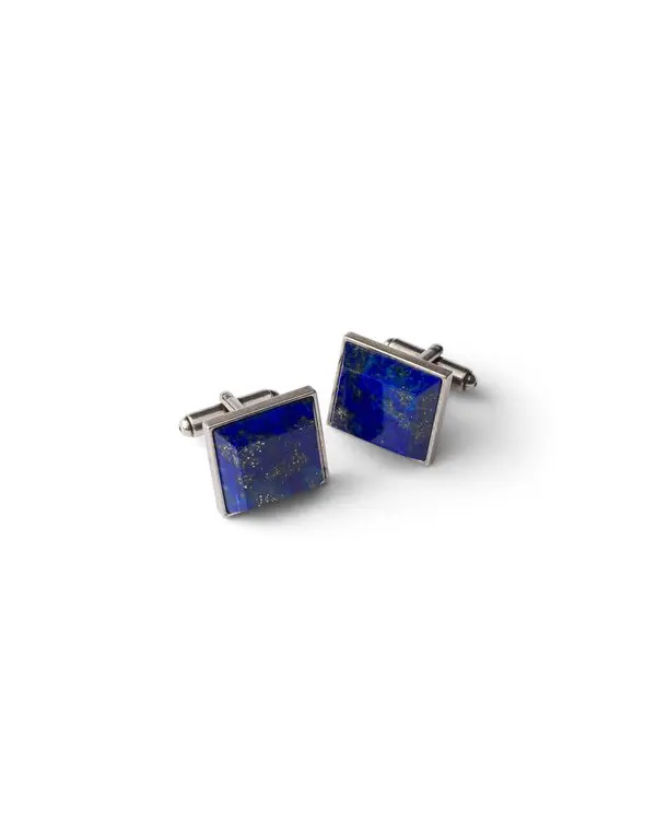 Prada Metal And Semi-precious Stone Cufflinks - Lapis