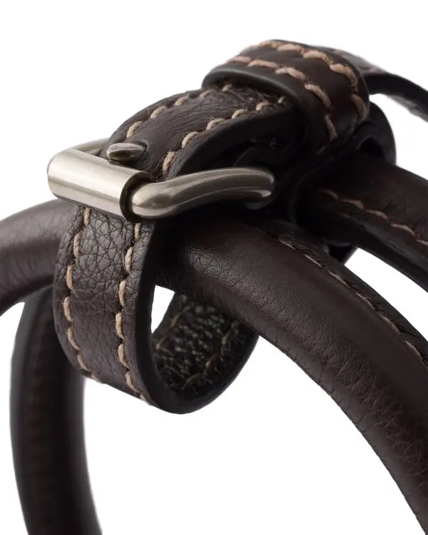Prada Bonnie Small Corduroy And Leather Handbag - Ebony
