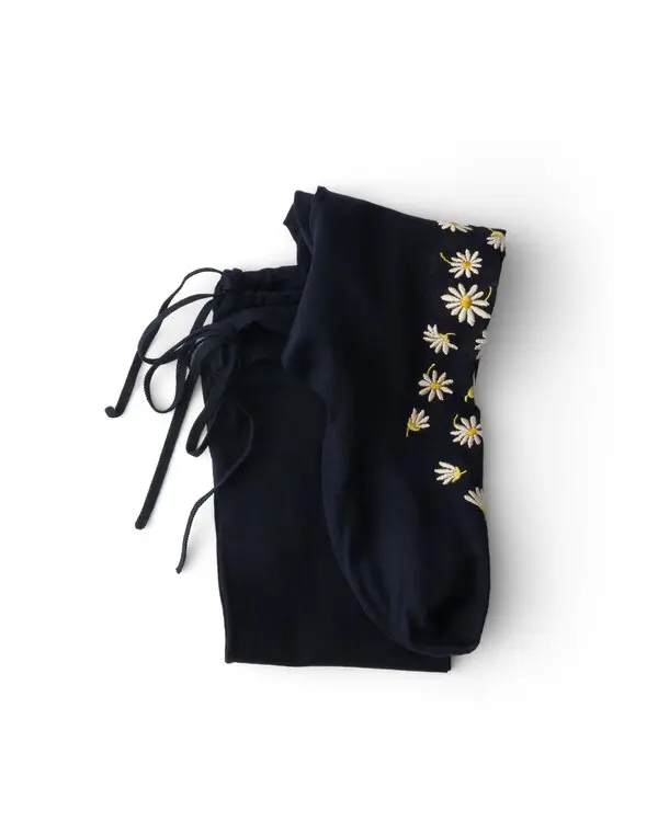 Prada Embroidered Over-the-knee Cotton Socks With Decorative Tie Straps