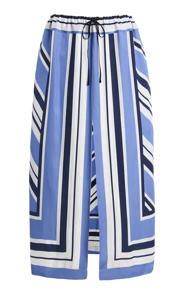 Brandon Maxwell Striped Twill Midi Skirt