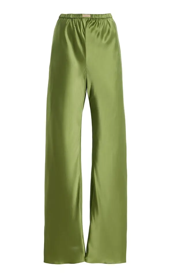 Comme Si Silk Bias Wide-leg Trousers - Green