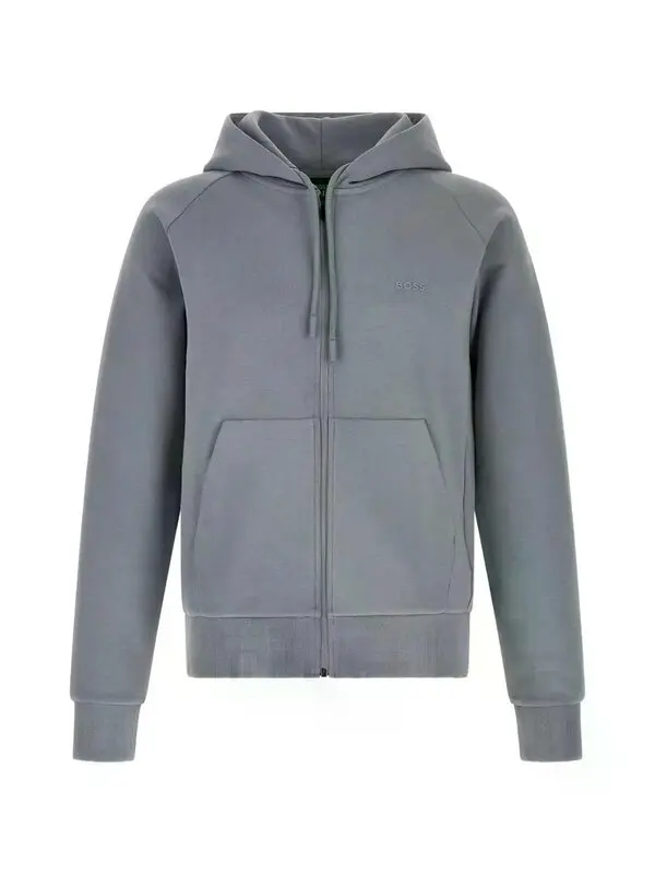 BOSS Zip-up Raglan-sleeve Hoodie - Grey