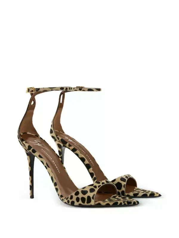 GIUSEPPE ZANOTTI Leopard Print Pony Hair Stiletto Sandals