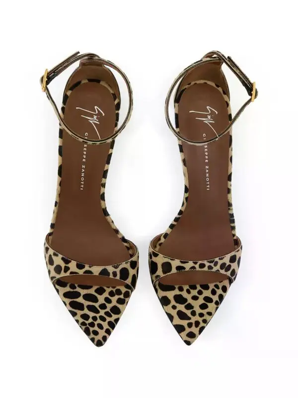 GIUSEPPE ZANOTTI Leopard Print Pony Hair Stiletto Sandals