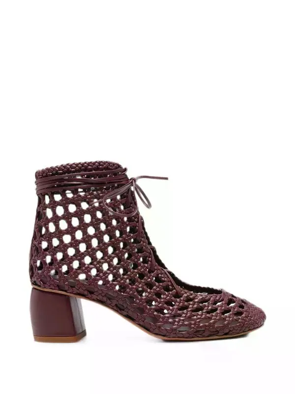FORTE_FORTE Woven Lace-up Ankle Boots - Red