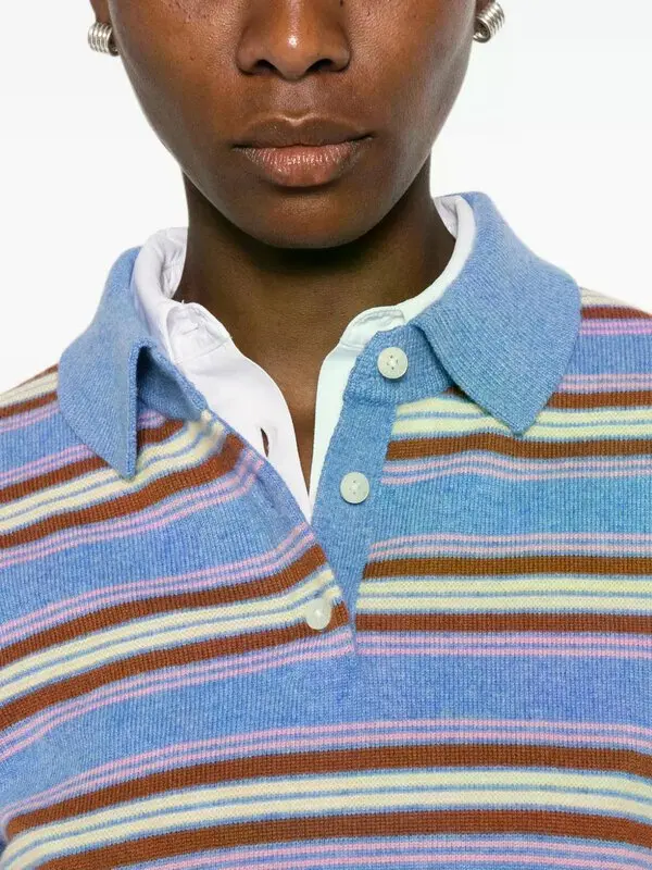 Guest In Residence Collegiate Stripe-pattern Polo Sweater