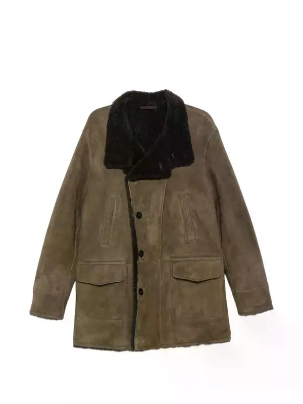 MANZONI 24 Shearling-collar Button-up Coat